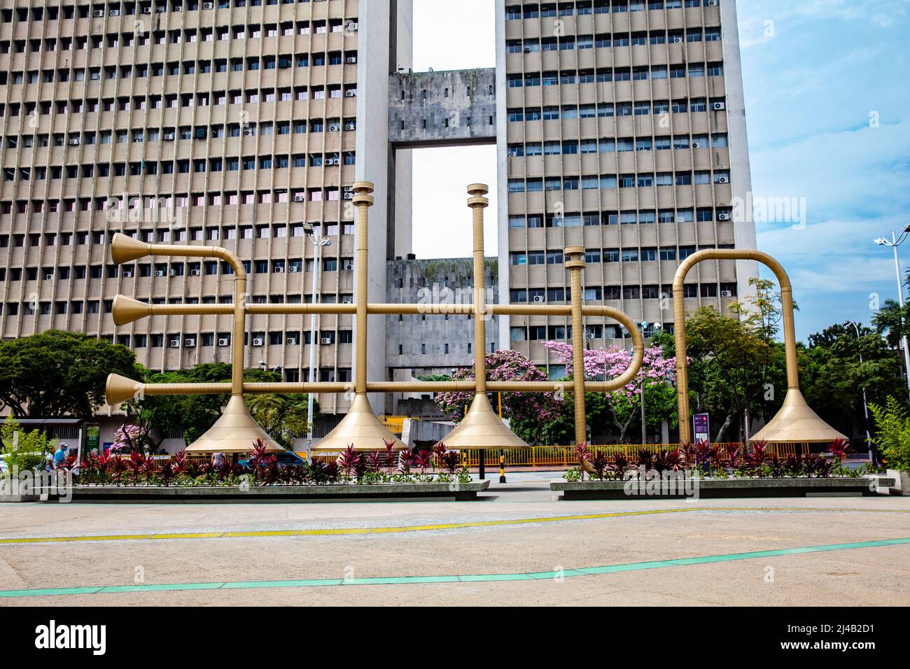 CALI, COLOMBIA - AUGUST 2021. View of the well known Jairo Varela Plaza ...