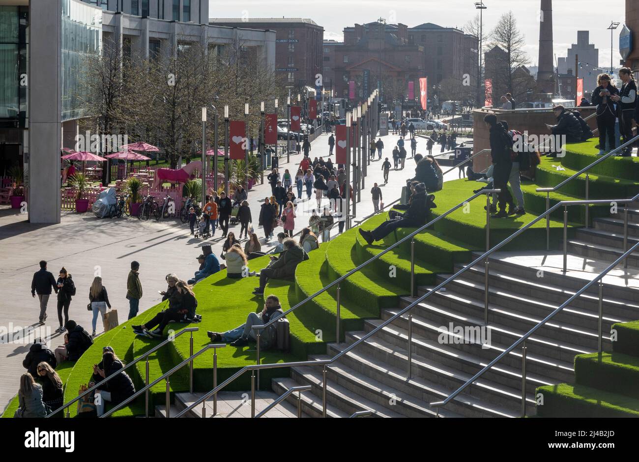 View to docks from the Liverpool One steps Stock Photo - Alamy