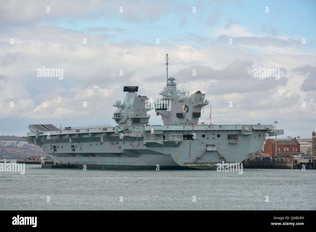 HMS Queen Elizabeth in Portsmouth naval base. The home port for the ...