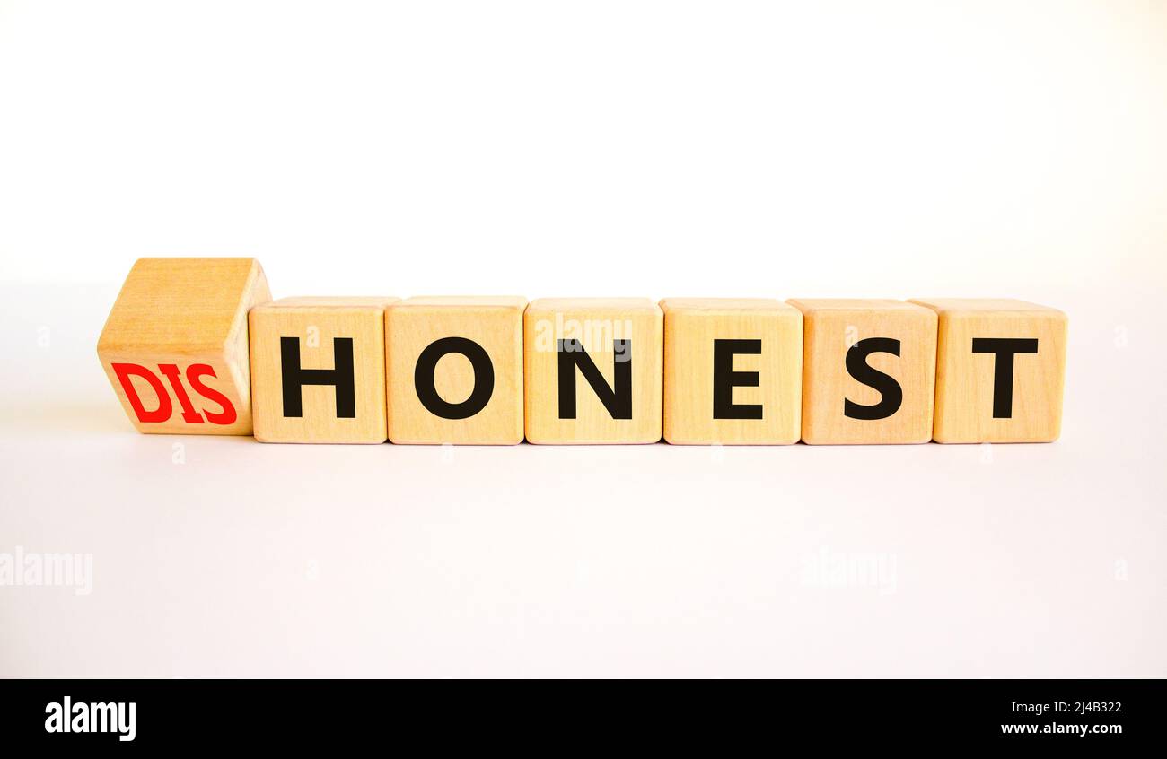 Honest or dishonest symbol. Turned cube and changed the concept word ...