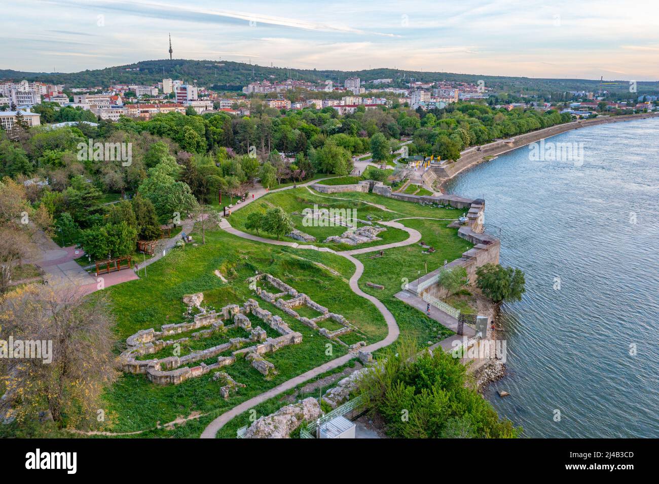 Aerial view of Durostorum fortress at Bulgarian town Silistra Stock ...