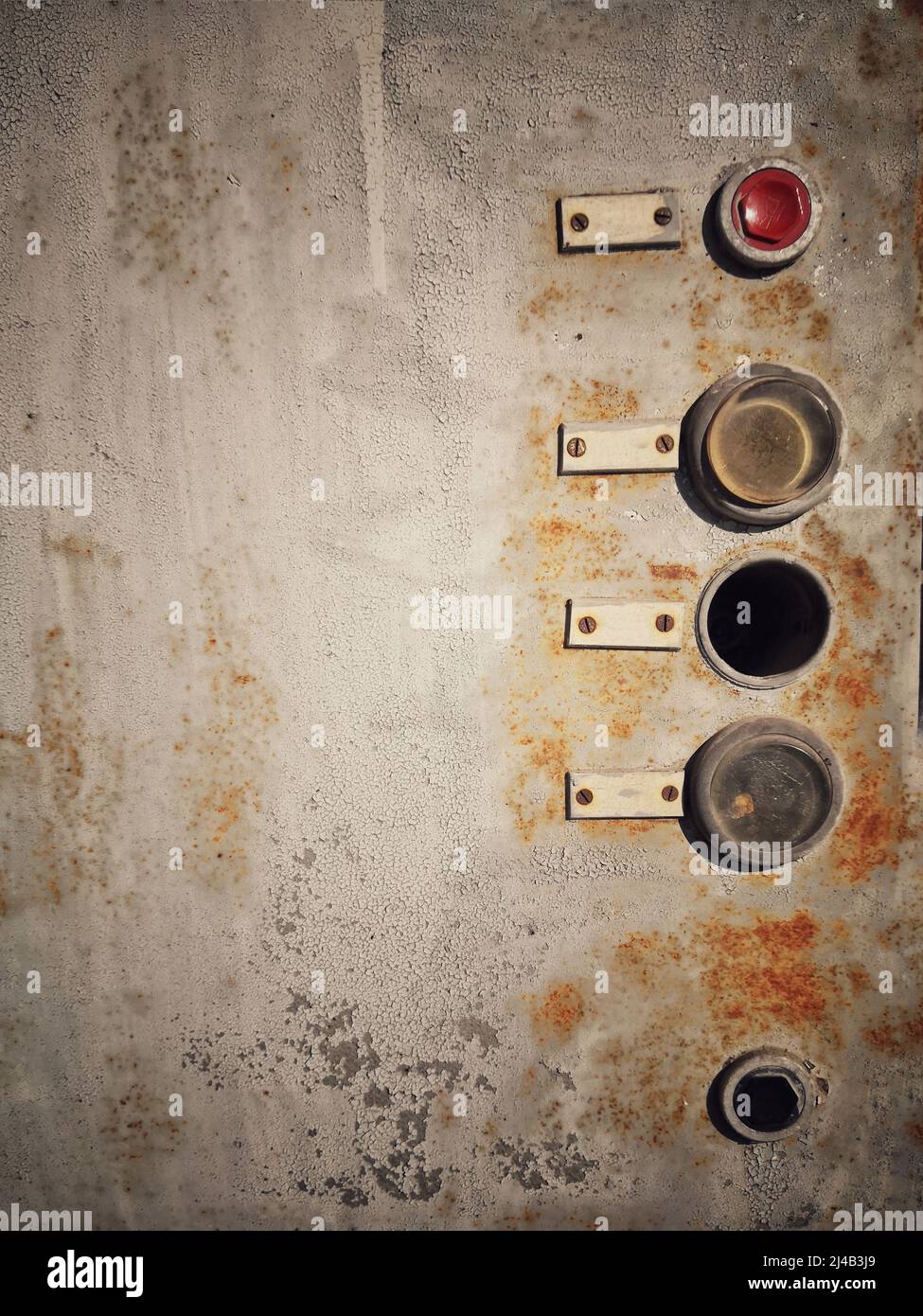 Vintage switch control panel with many buttons in factory manufacturing ...