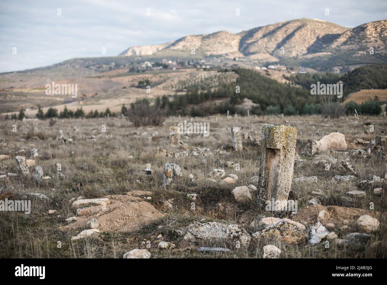 Muslim tom stones in an ancient abandoned cemetery Stock Photo - Alamy