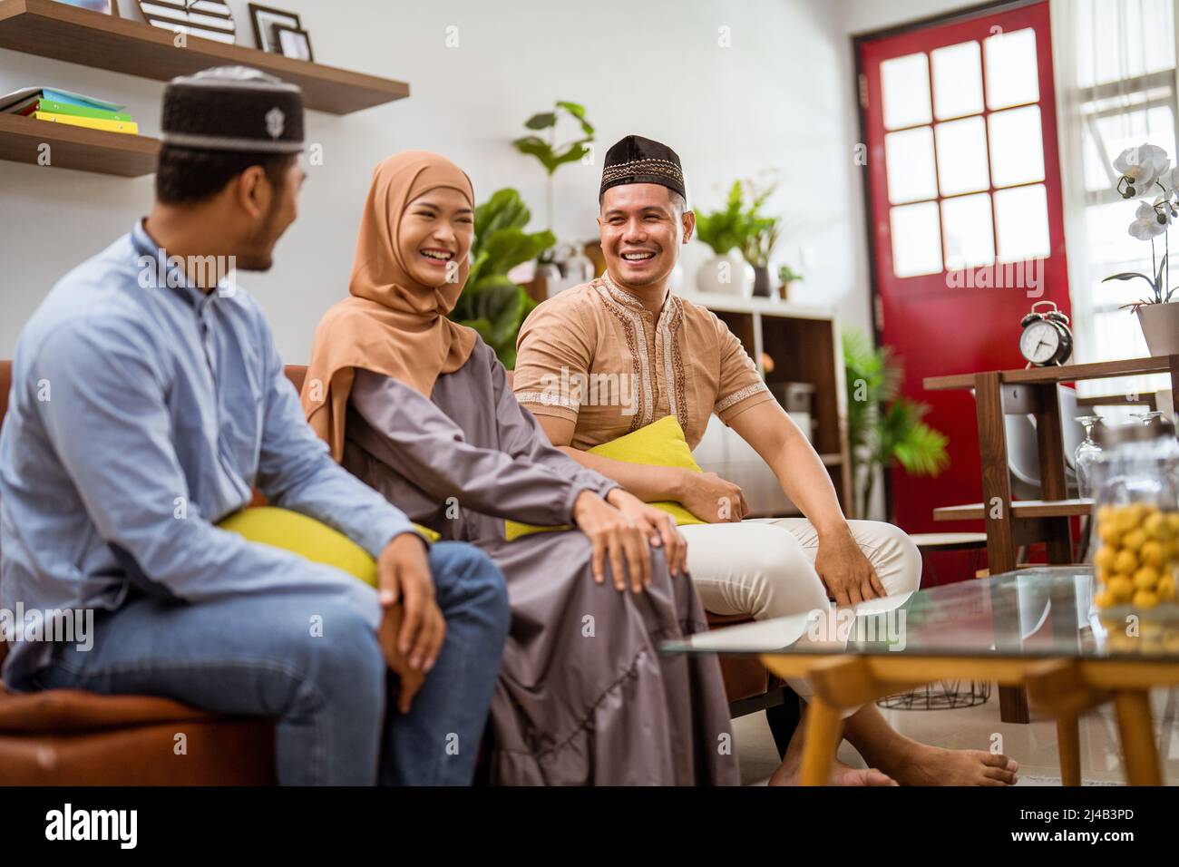 visiting friend and family during eid mubarak islamic day Stock Photo ...