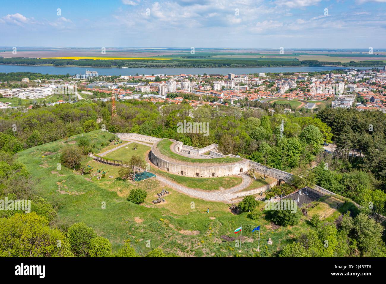 Aerial view of Silistra with Danube river and Medjidi Tabia fortress ...
