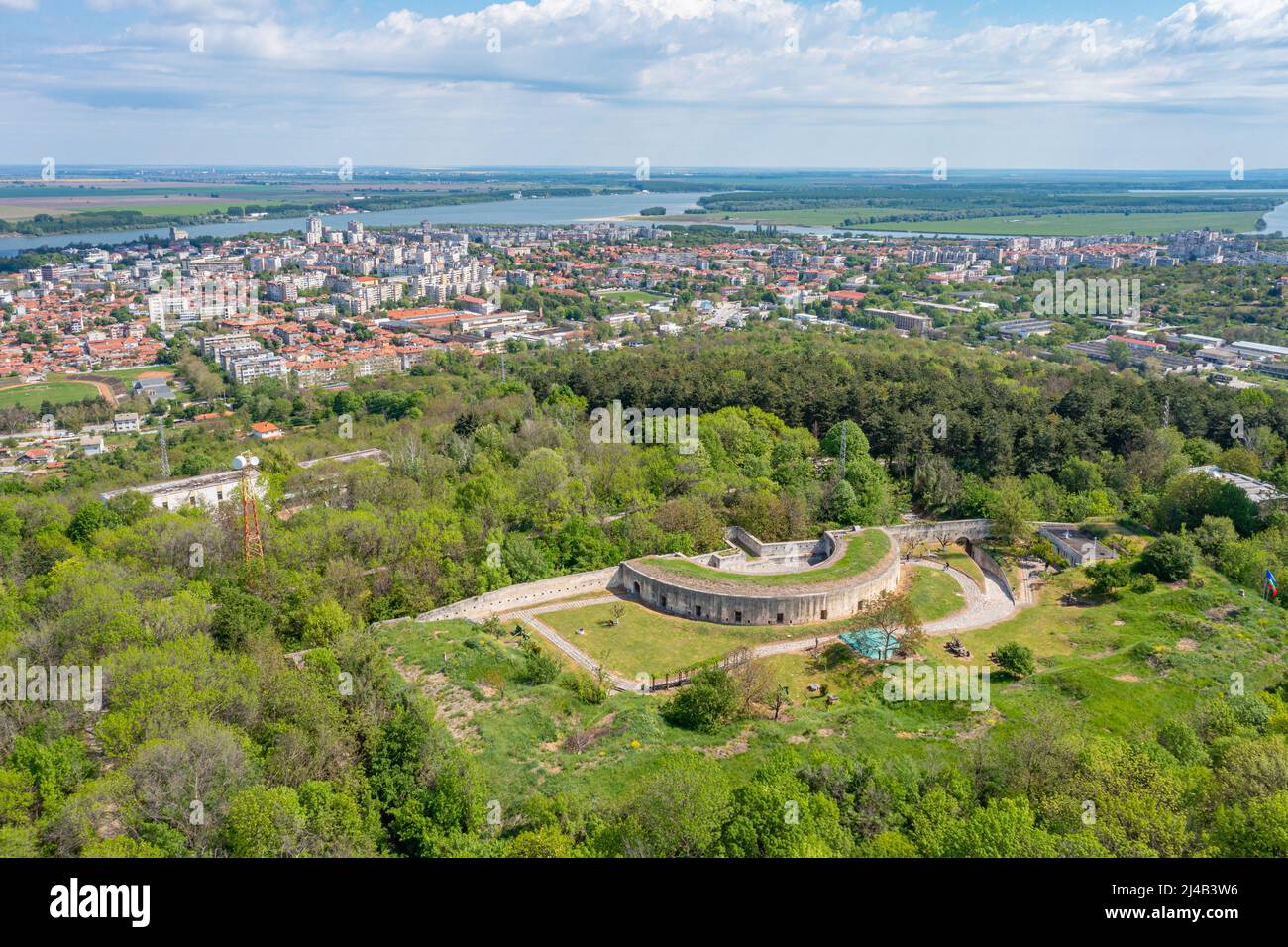 Aerial view of Silistra with Danube river and Medjidi Tabia fortress ...