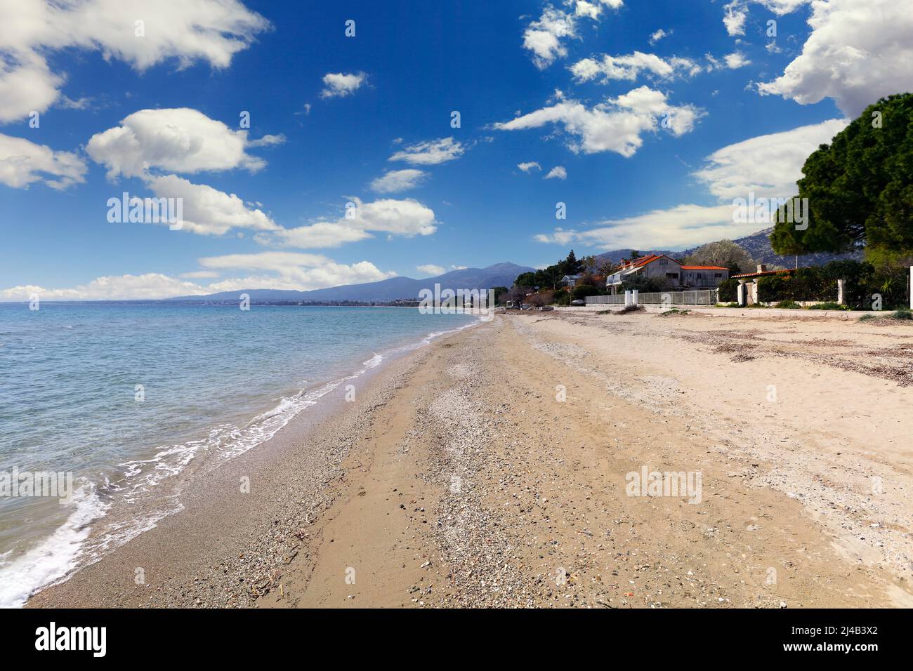 Marathon beach is one of the most popular in Attica near Athens, Greece ...