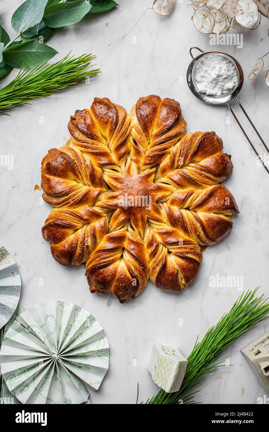 The making of a traditional Star Bread Stock Photo - Alamy