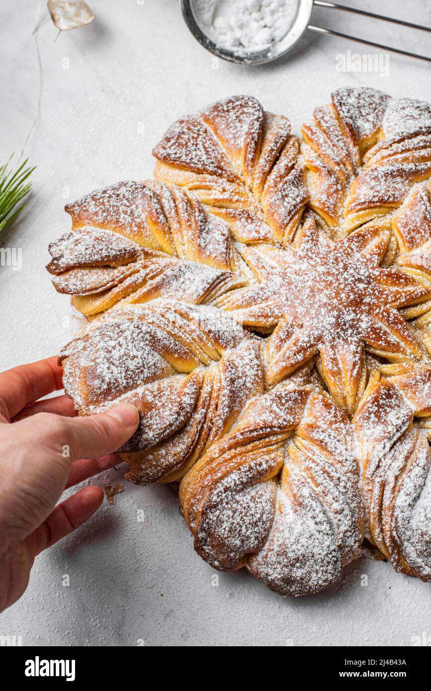 The making of a traditional Star Bread Stock Photo - Alamy