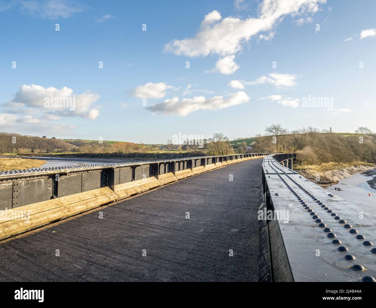 Bridge perspective. The Iron Bridge near Bideford, North Devon, England ...