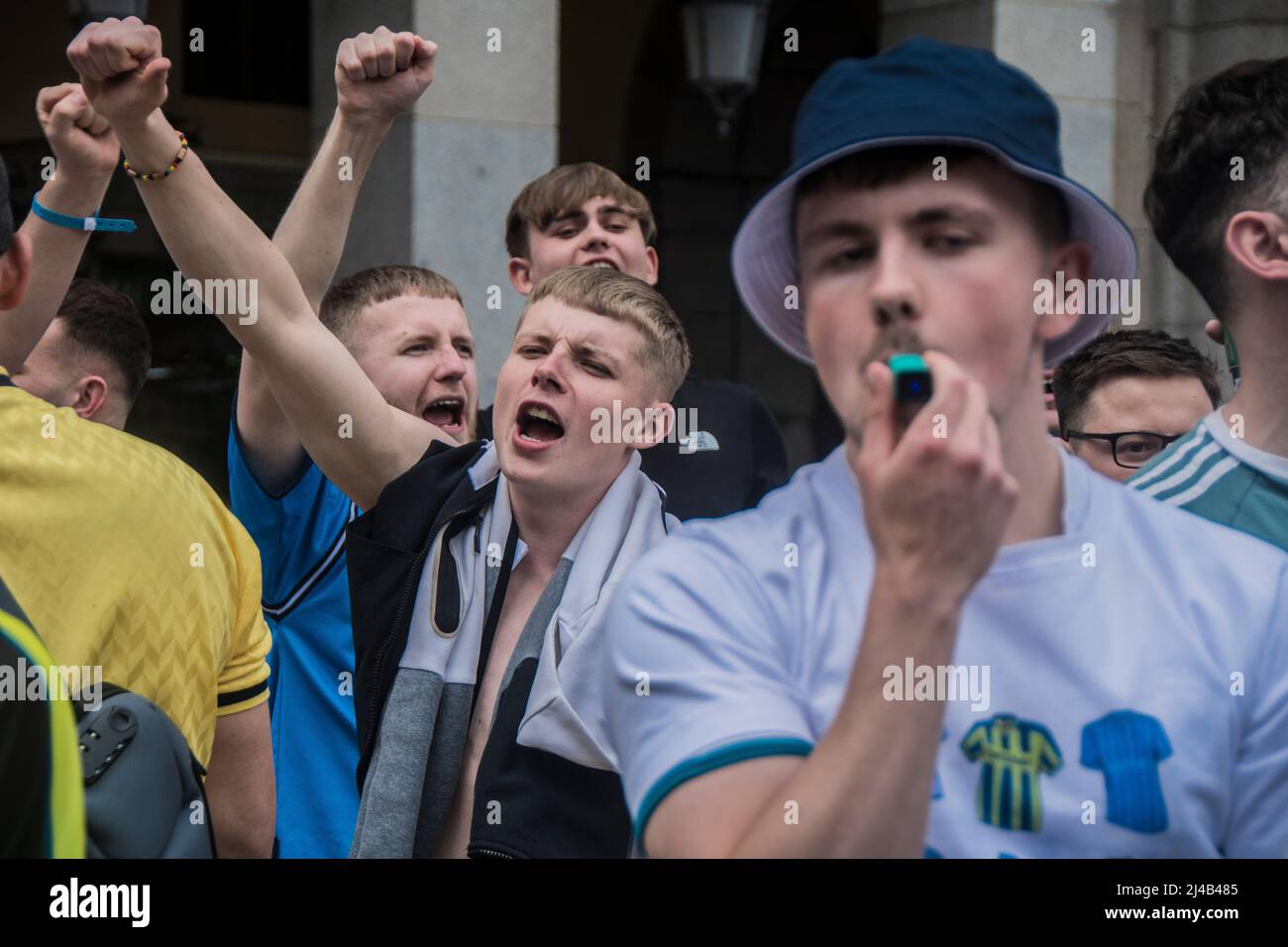 Manchester United fans celebrate before the match at the Wanda ...