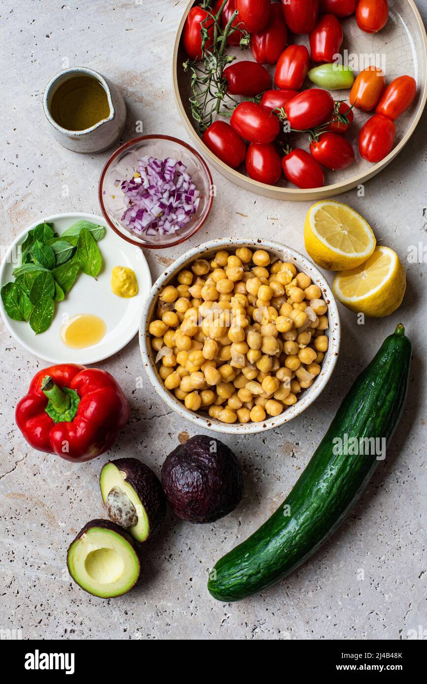 A Healthy Greek Chickpea Salad Stock Photo - Alamy