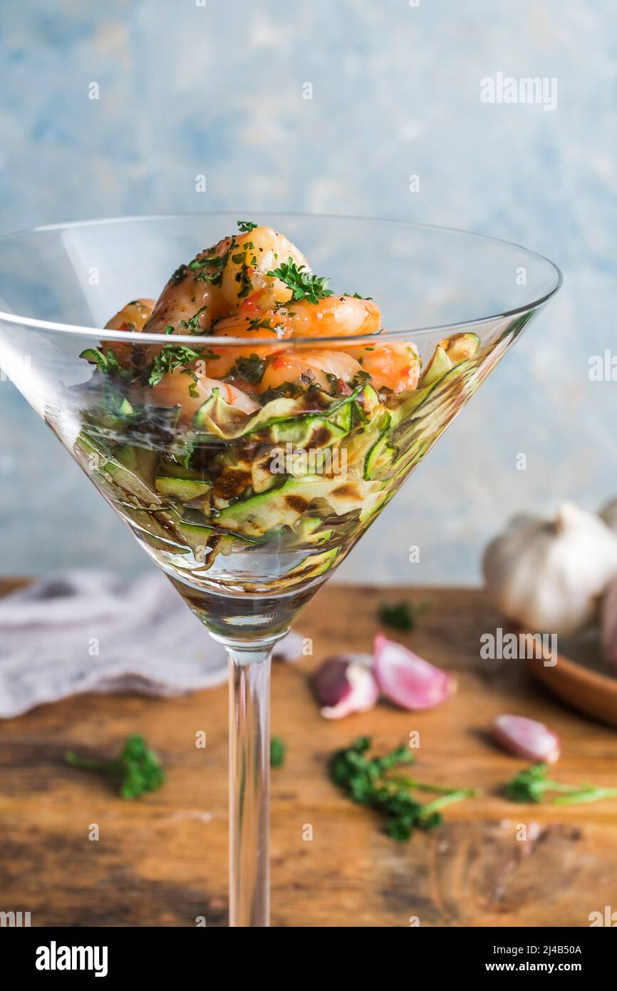 Chilli Garlic Prawns Starter in a cocktail glass Stock Photo - Alamy
