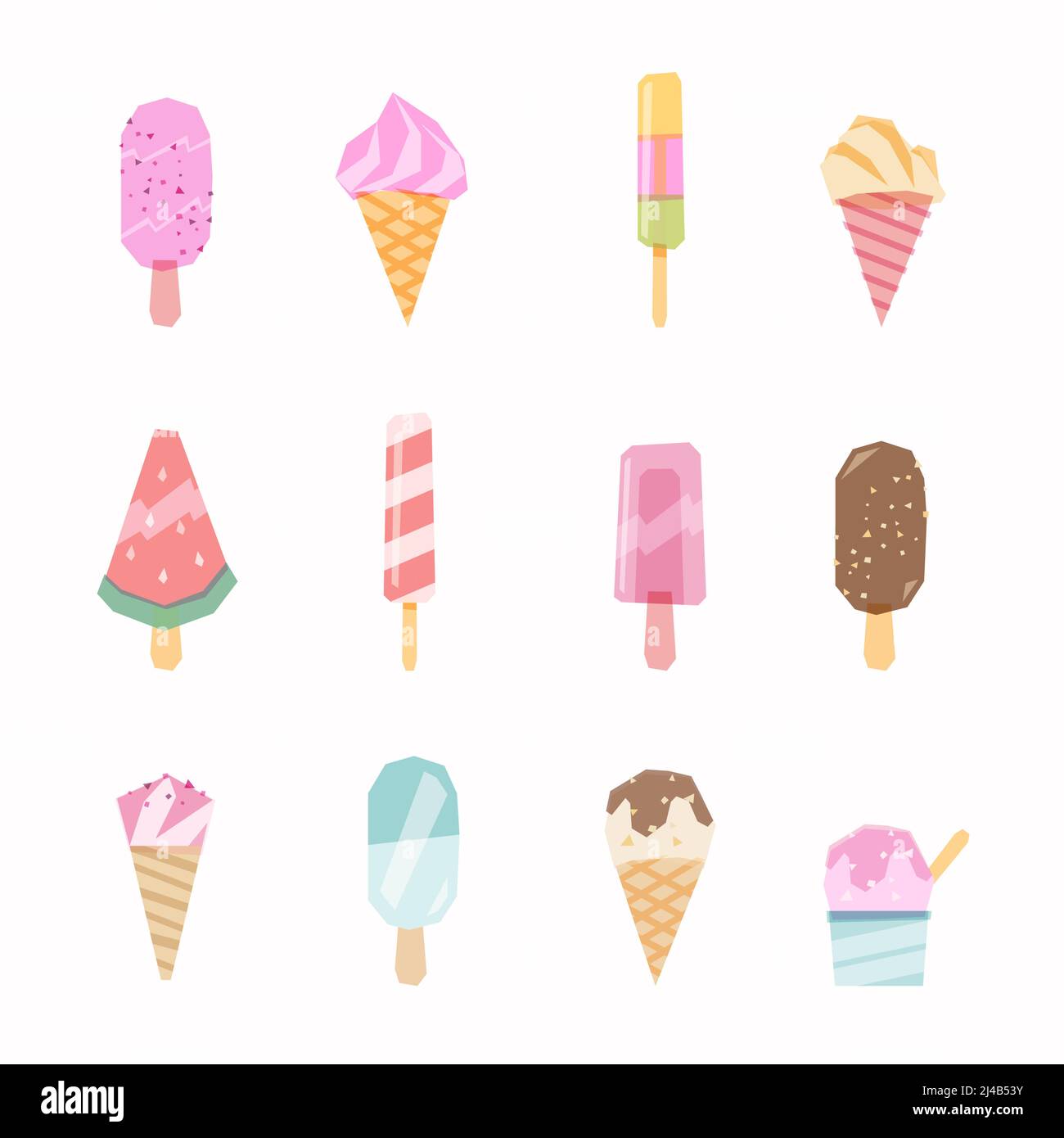 Set of ice cream icon designs, modern looking multicolor vector. Group ...