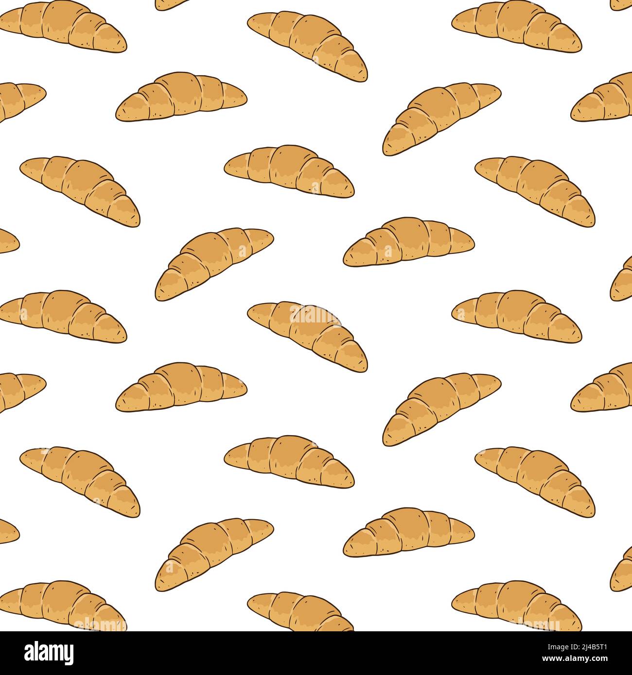 Hand drawn vector illustration of croissant pattern Stock Vector Image ...