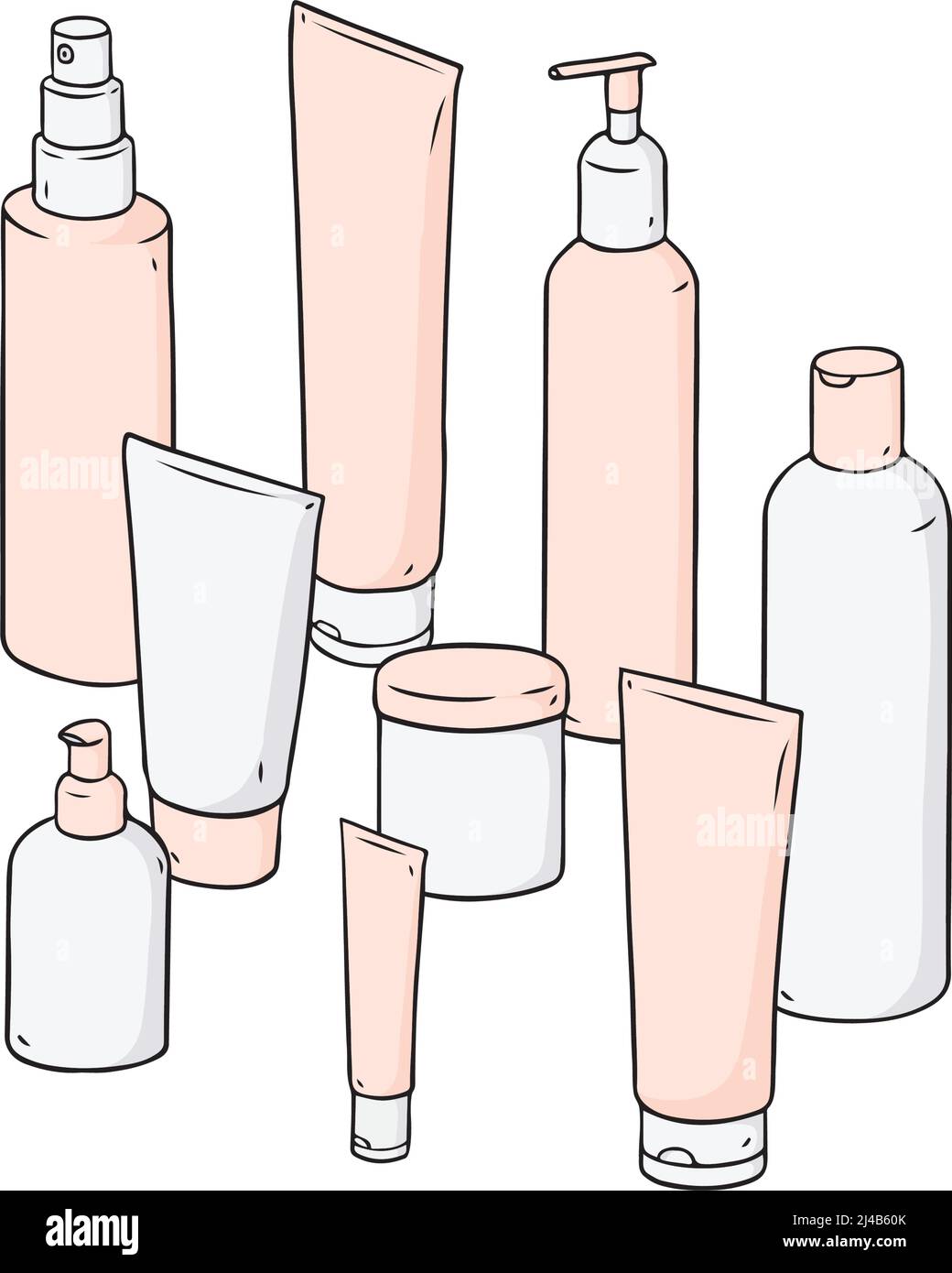 Set of blank template skin care hand drawn vector illustration. White ...