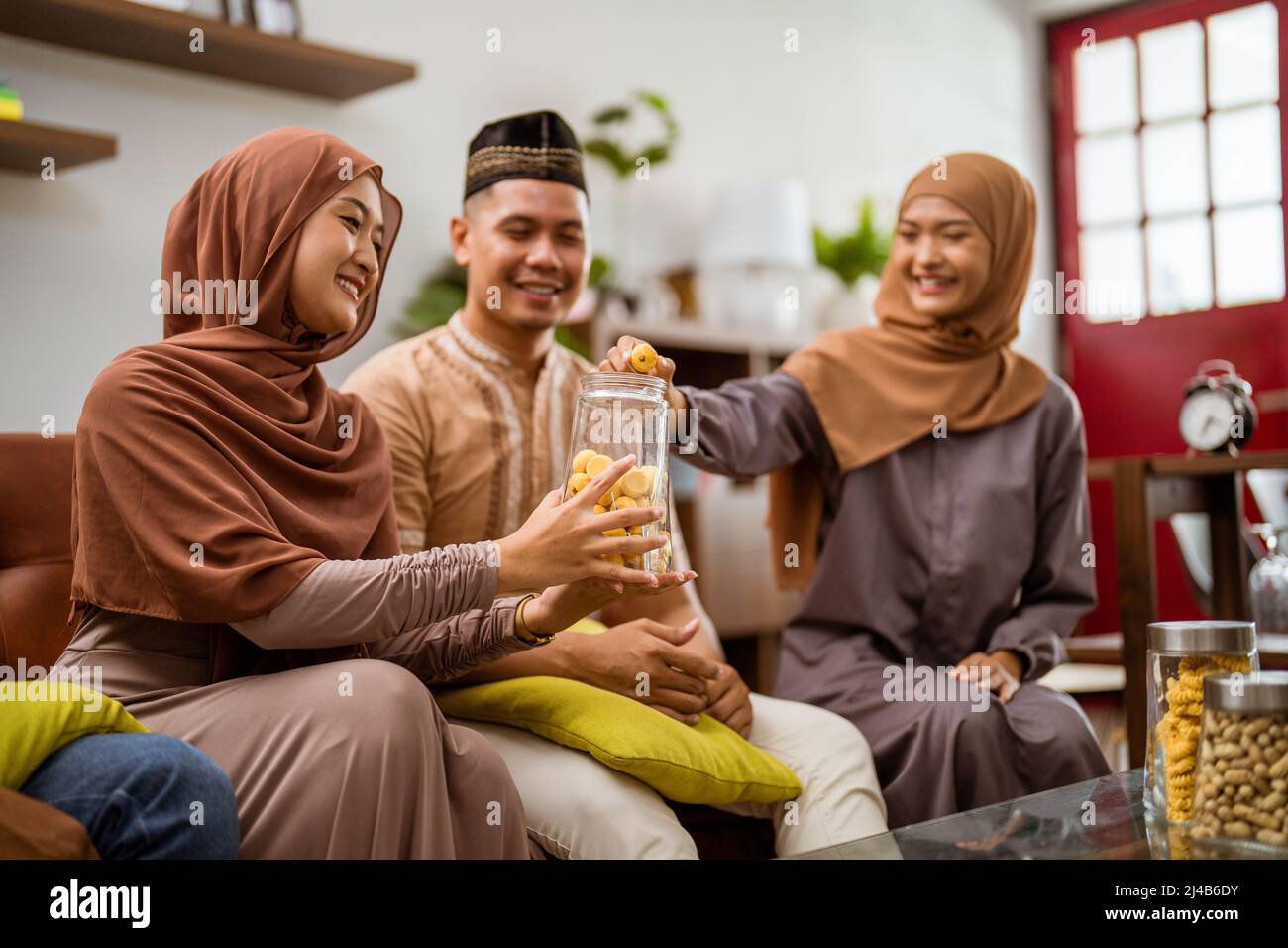 visiting friend and family during eid mubarak islamic day Stock Photo ...