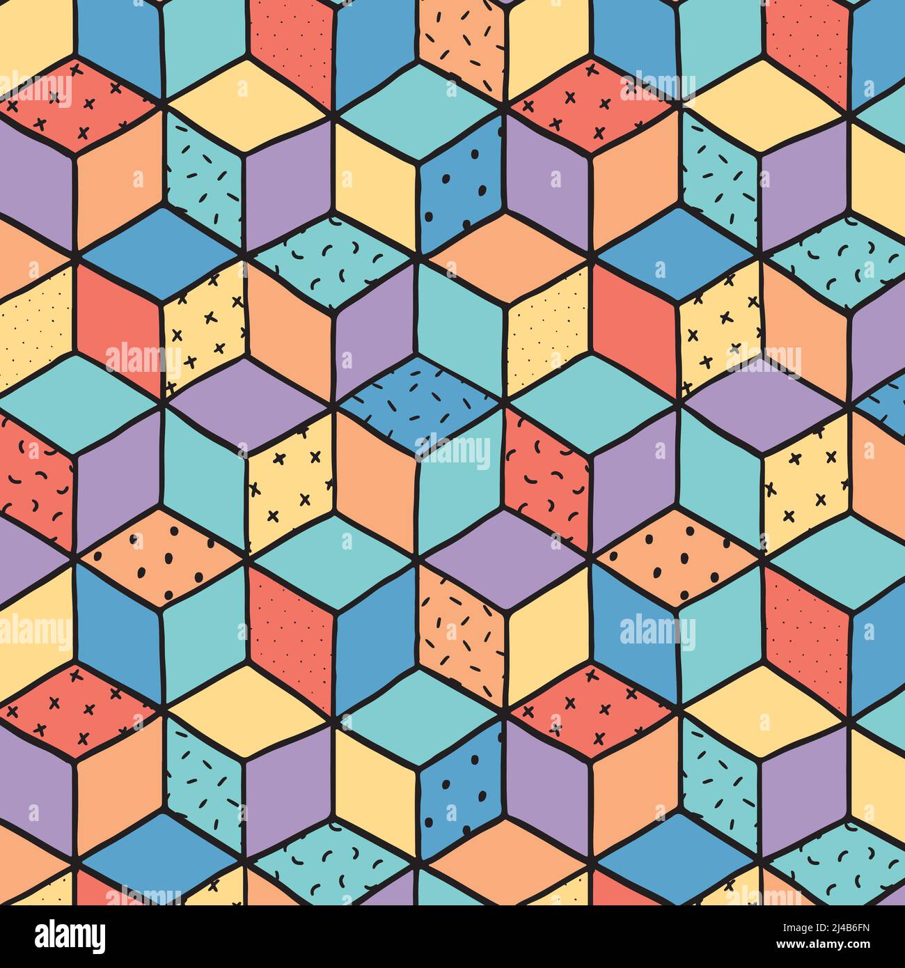 Hand drawn vector illustration of abstract isometric cubes pattern Stock Vector Image & Art - Alamy