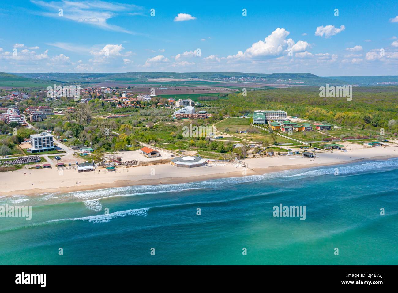 Aerial view of a beach in Bulgarian village Kranevo Stock Photo - Alamy