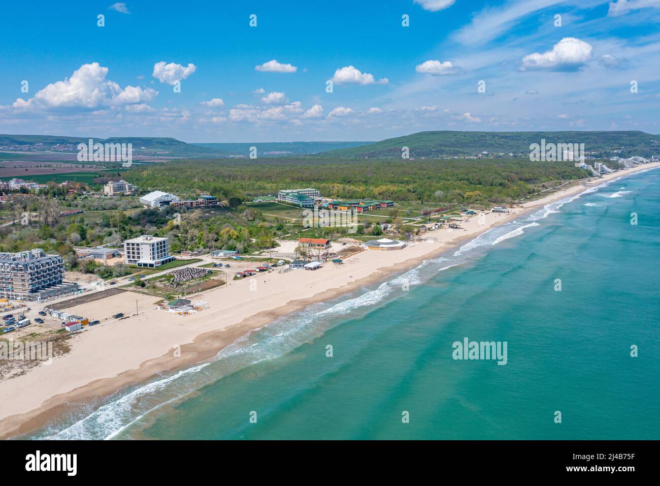Aerial view of a beach in Bulgarian village Kranevo Stock Photo - Alamy