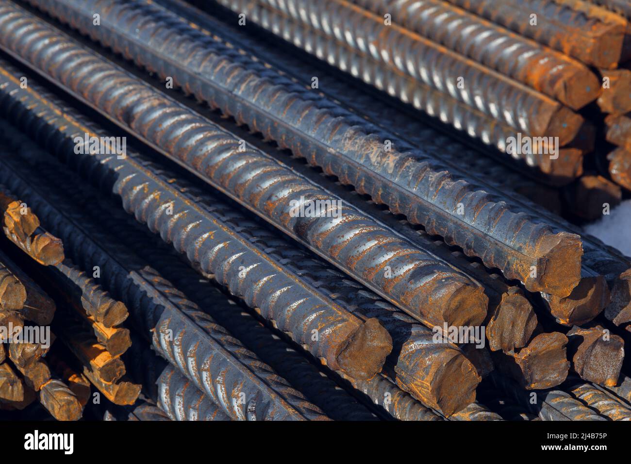 Reinforcement steel rod at construction site. Construction rebar steel ...