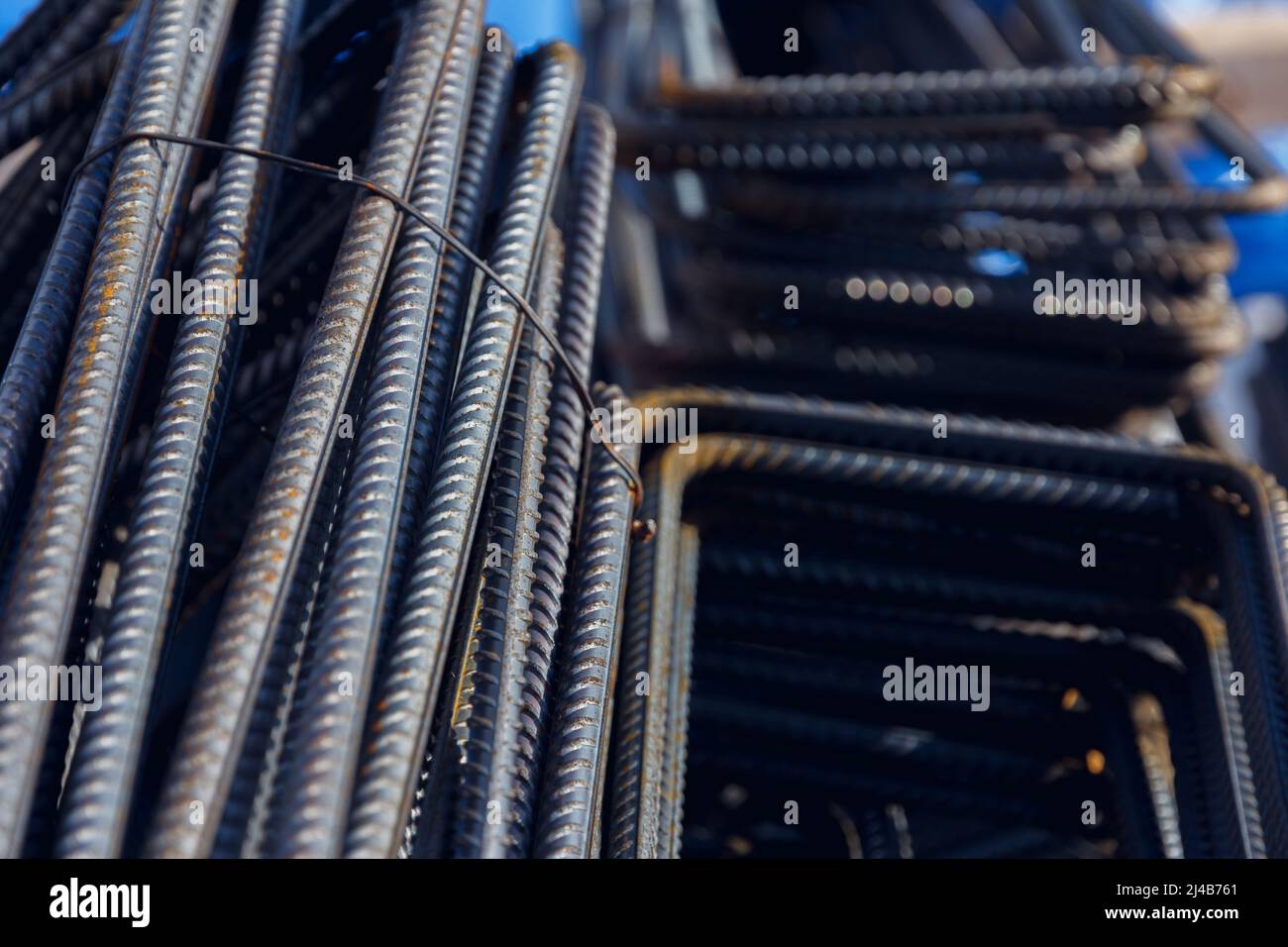 Reinforcement steel rod at construction site. Construction rebar steel ...