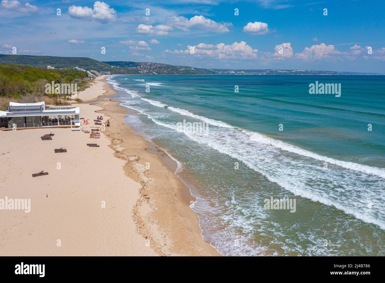 Aerial view of a beach in Bulgarian village Kranevo Stock Photo - Alamy