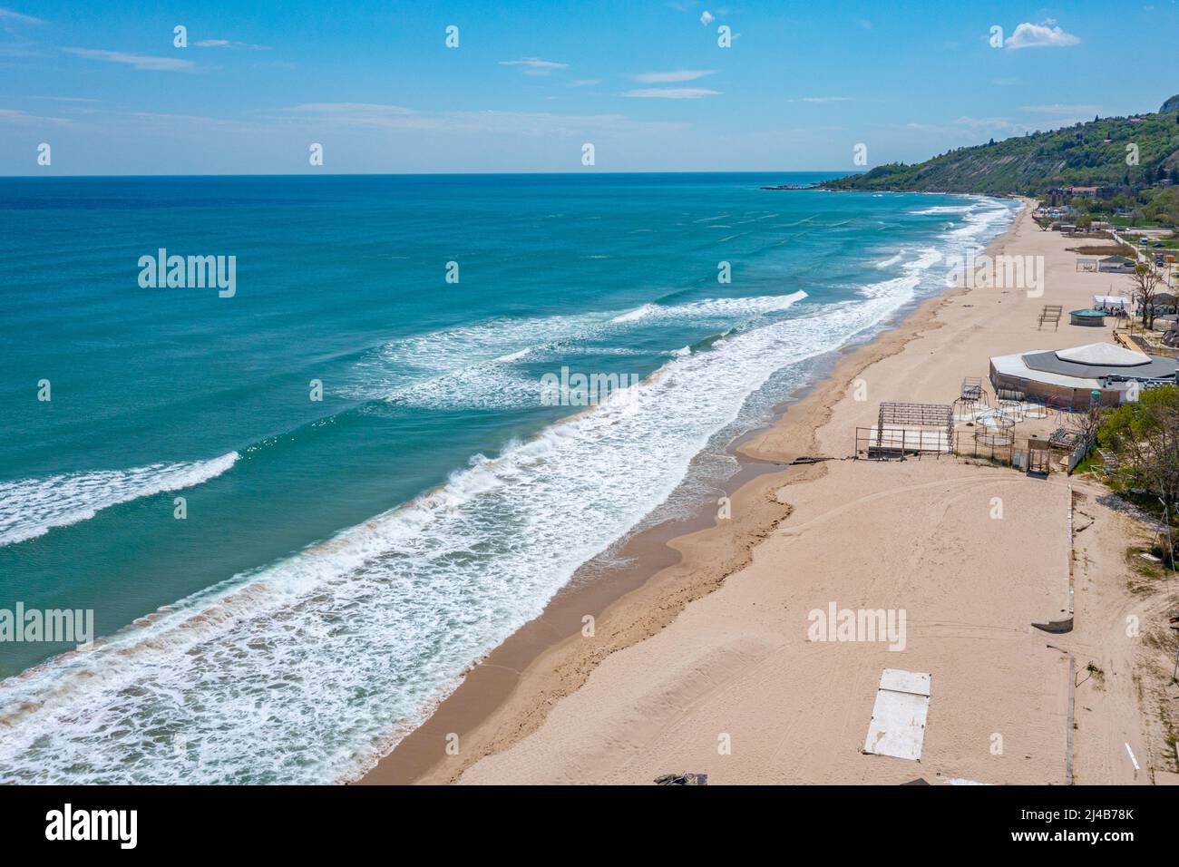 Aerial view of a beach in Bulgarian village Kranevo Stock Photo - Alamy