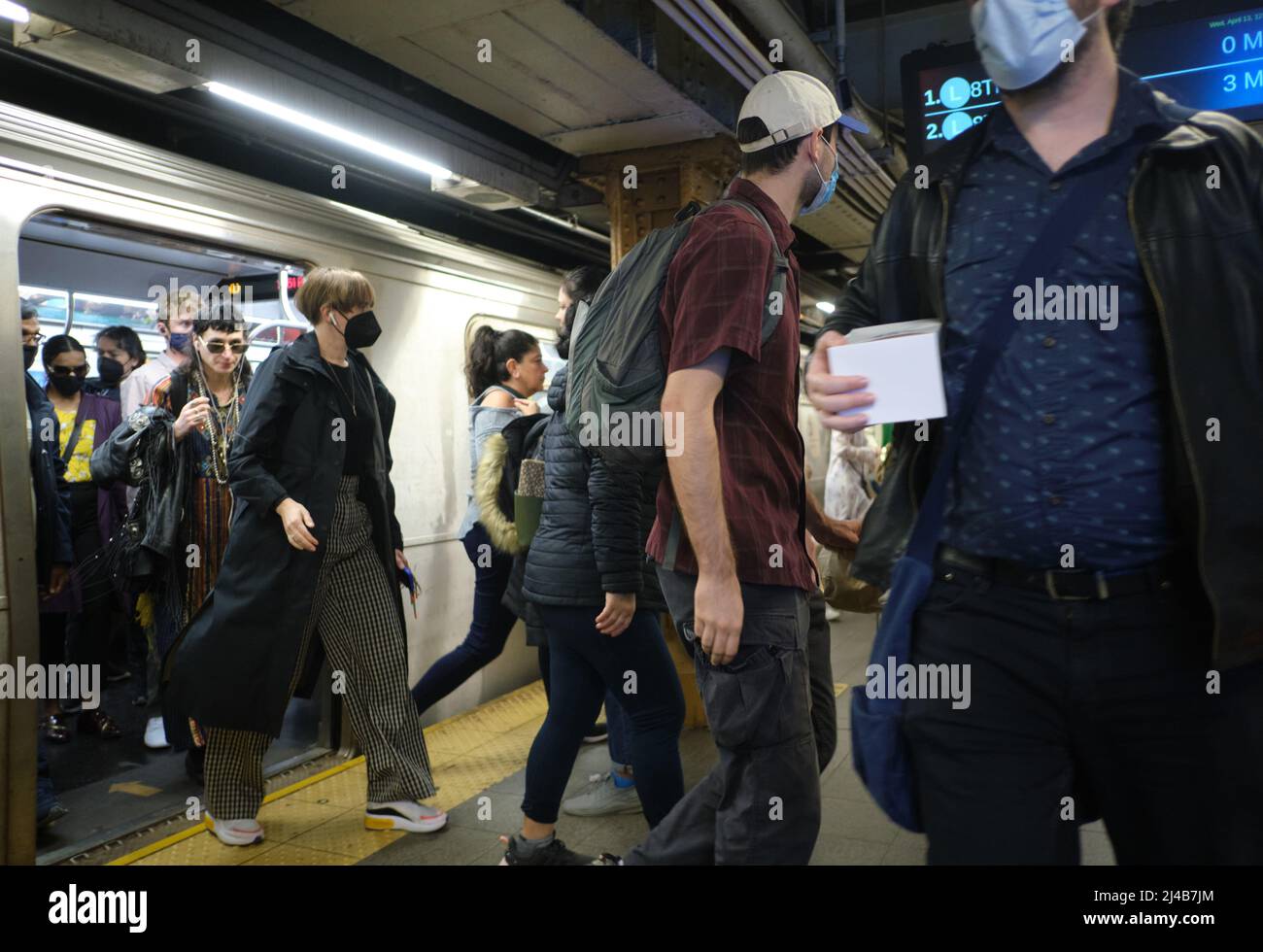 New York, New York, USA. 13th Apr, 2022. New York City MTA subway ...