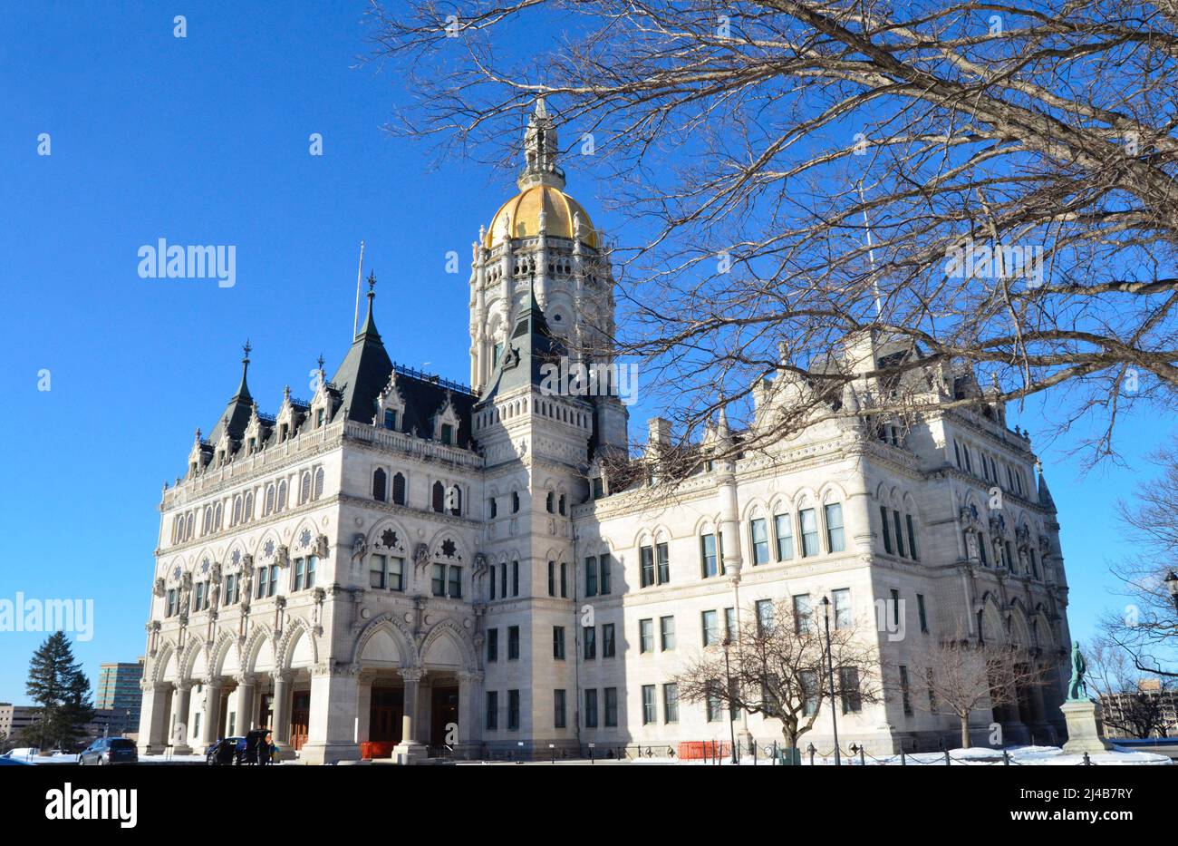 Ornate capitol building at Hartford, the State Capital of Connecticut ...