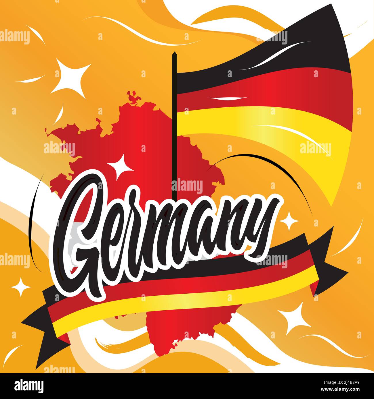 Isolated map of germany with its flag Germany travel concept Vector ...