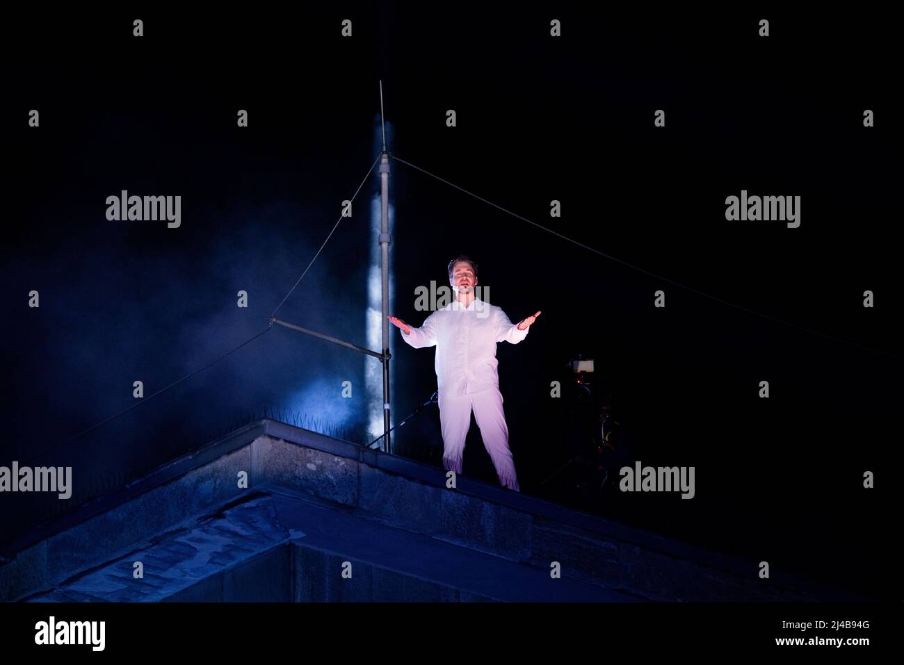 Essen, Germany. 13th Apr, 2022. Alexander Klaws, singer, stands on a ...