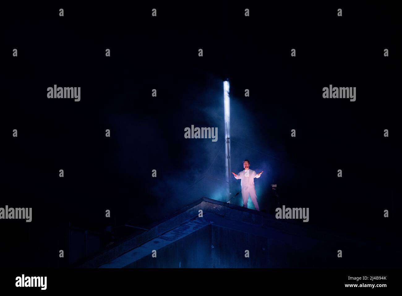 Essen, Germany. 13th Apr, 2022. Alexander Klaws, singer, stands on a ...