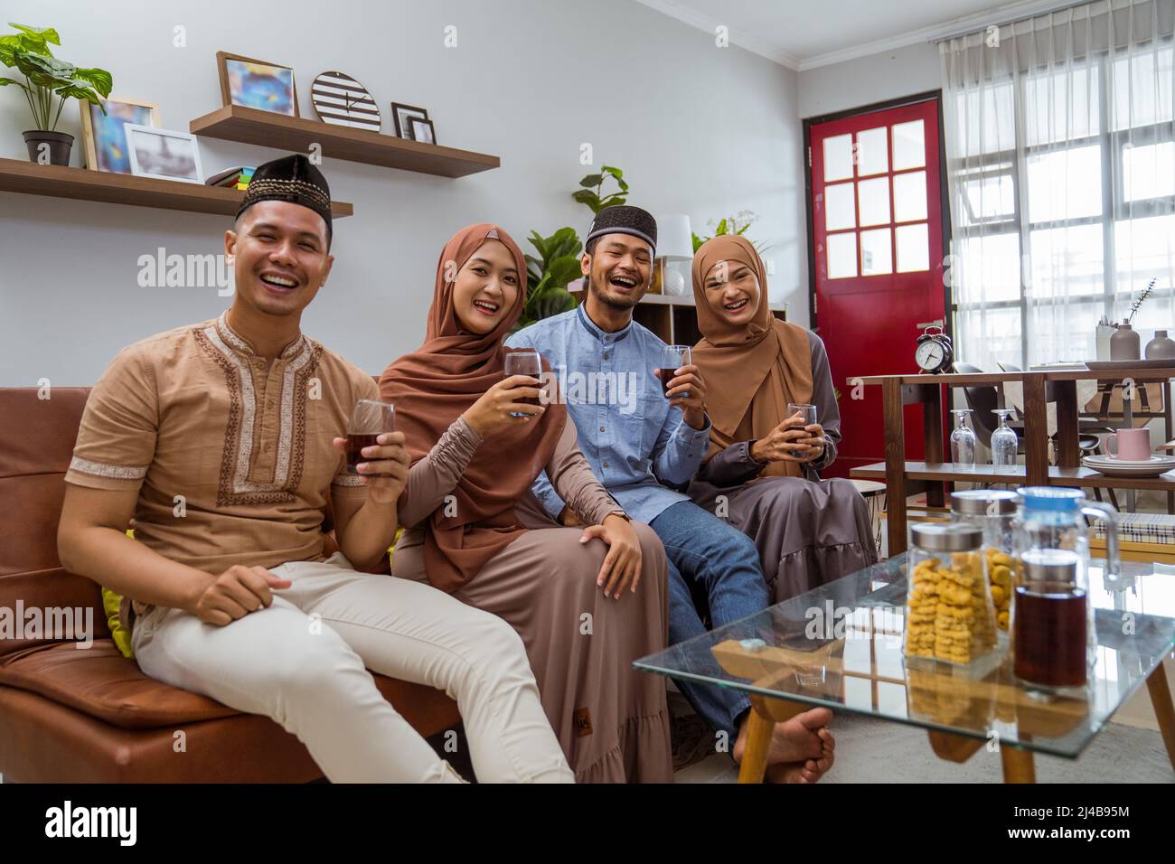 visiting friend and family during eid mubarak islamic day Stock Photo ...