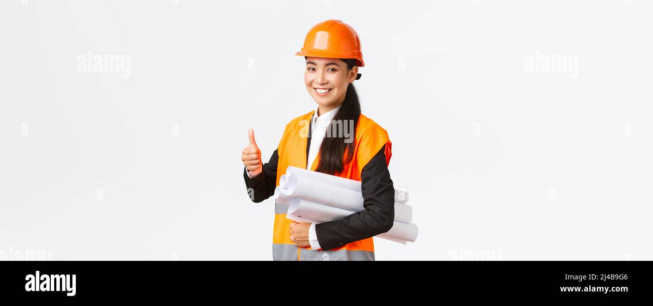 Confident successful female asian construction manager, architect in ...