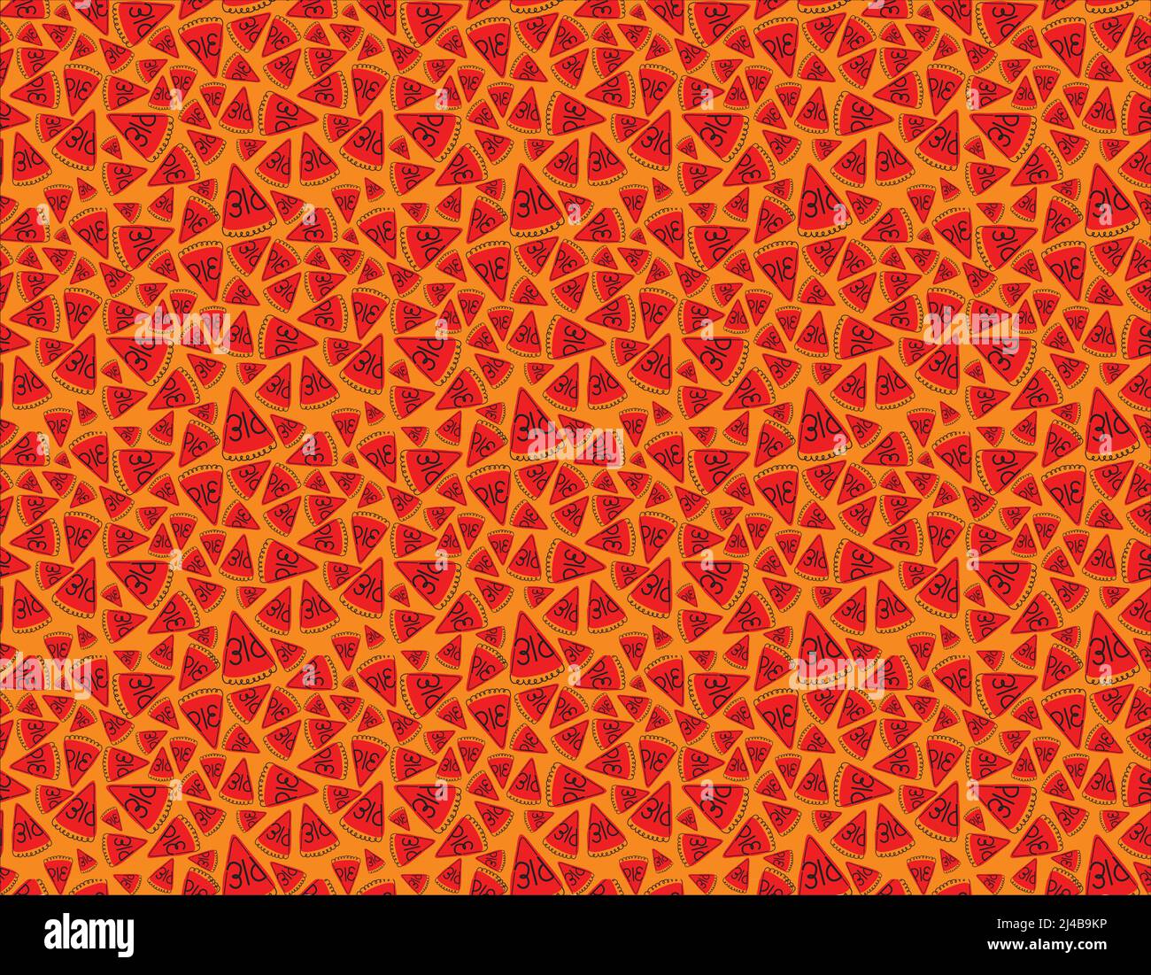 Vector seamless pie pattern with orange pie slides on lighter orange ...