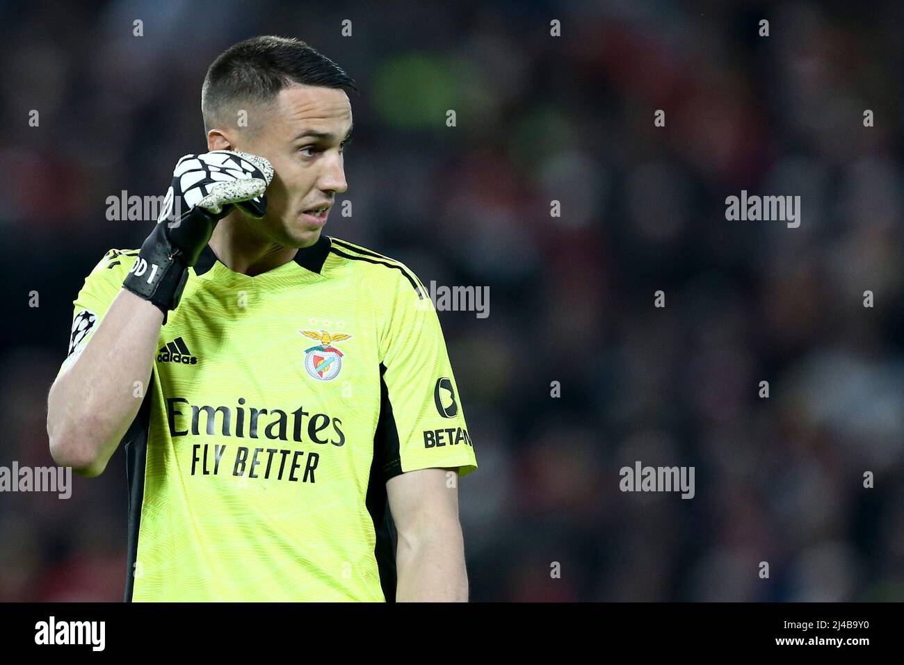 Liverpool, UK. 13th Apr, 2022. Benfica Goalkeeper Odisseas Vlachodimos ...