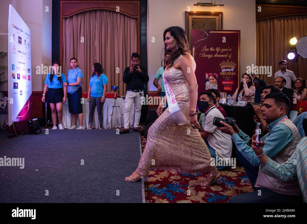 Finalist contestant seen walking towards stage during Grahlaxmi ...