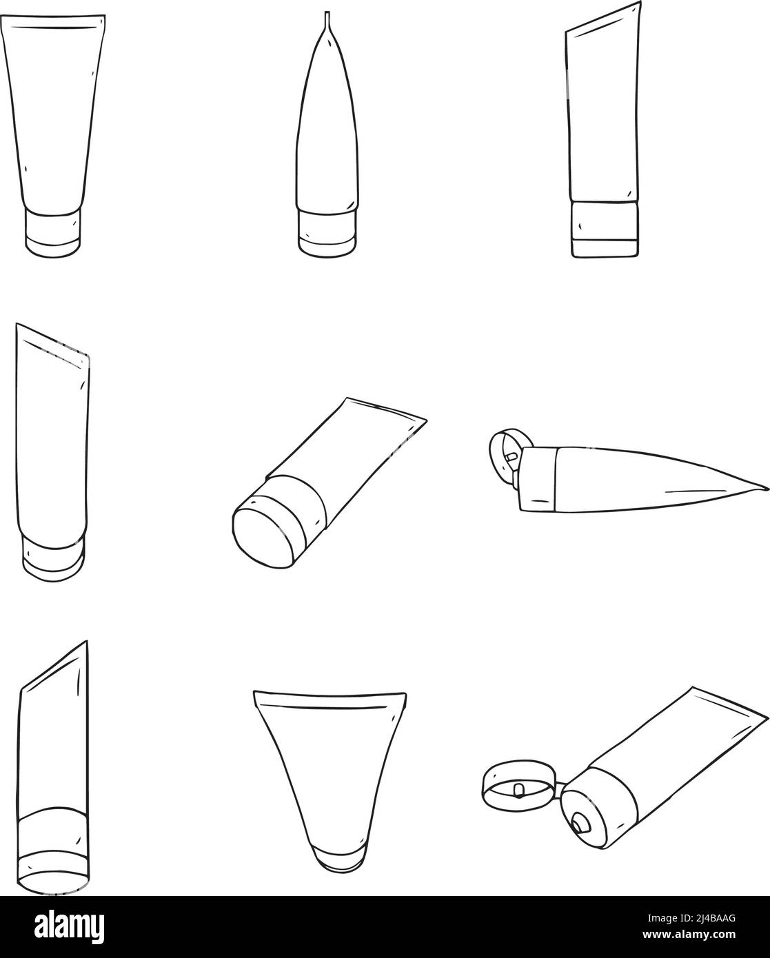 Hand drawn vector illustration of blank template packaging tube front ...