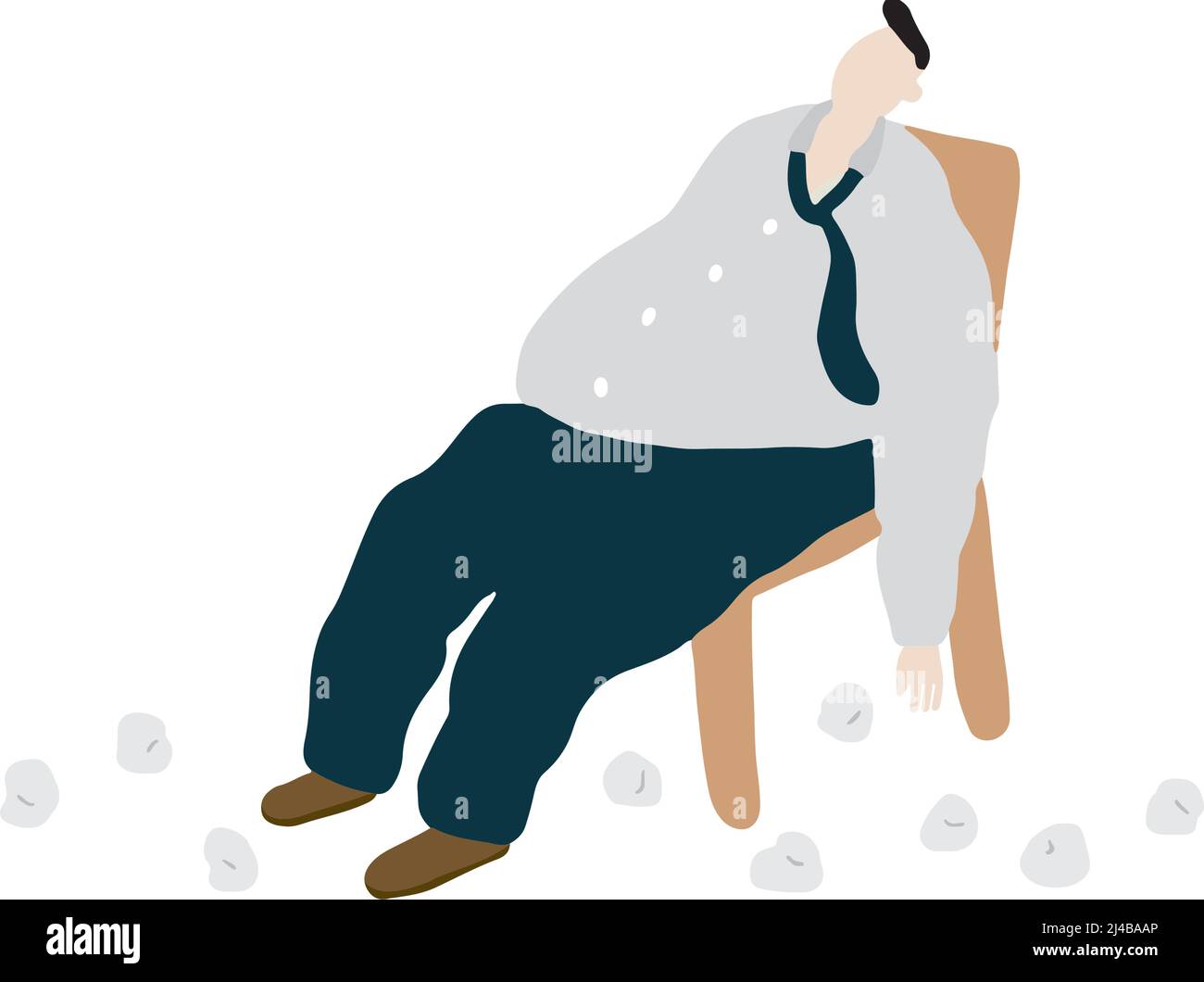 Hand drawn vector illustration of businessman sleeping on chair and ...