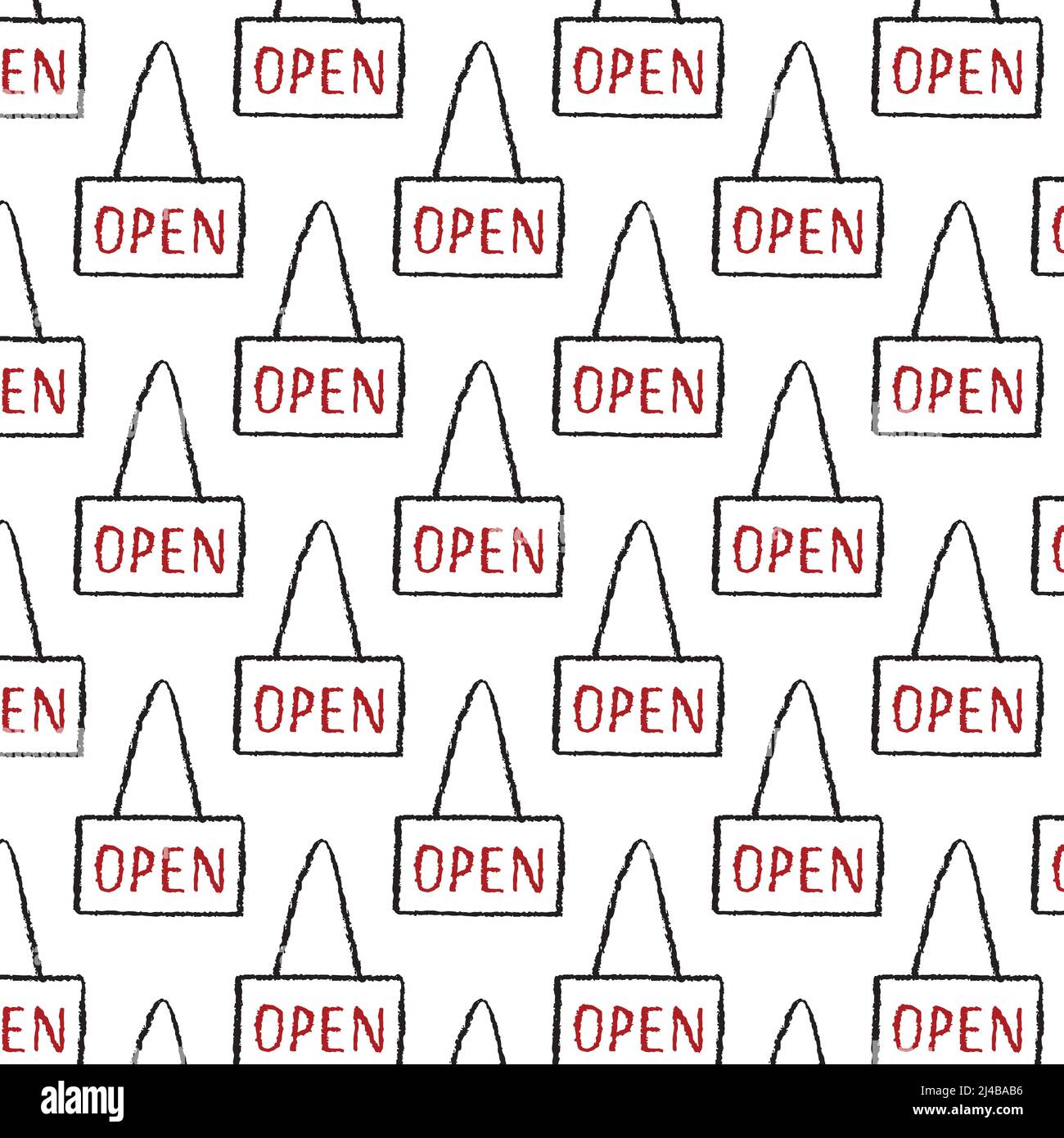 Hand drawn vector illustration of open sign pattern on white background ...