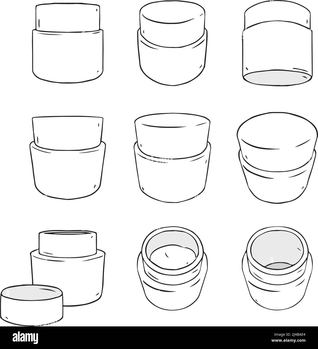 Hand drawn vector illustration of blank template packaging pot front ...