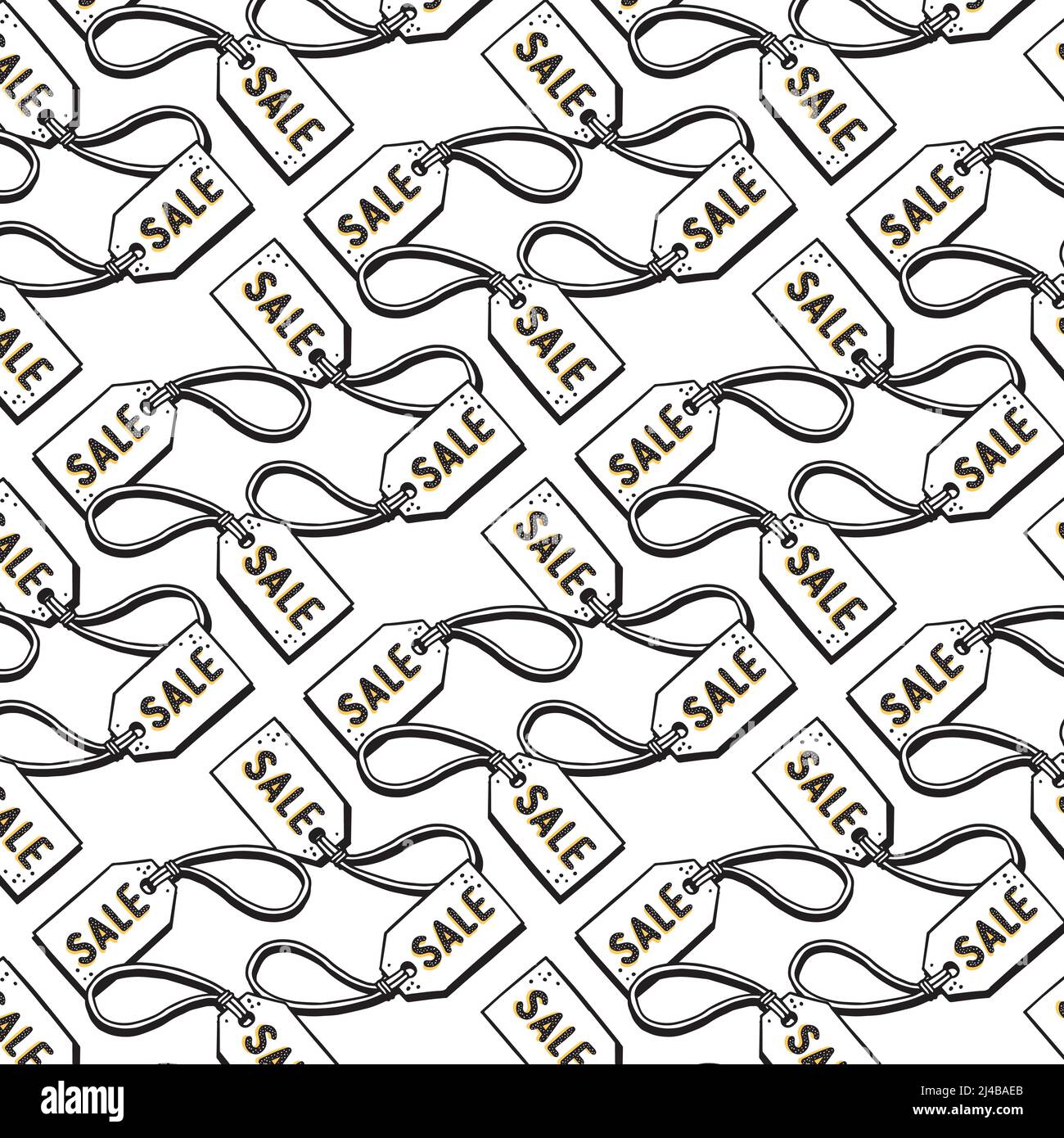 Hand drawn vector illustration of price tag with rope and sale text ...