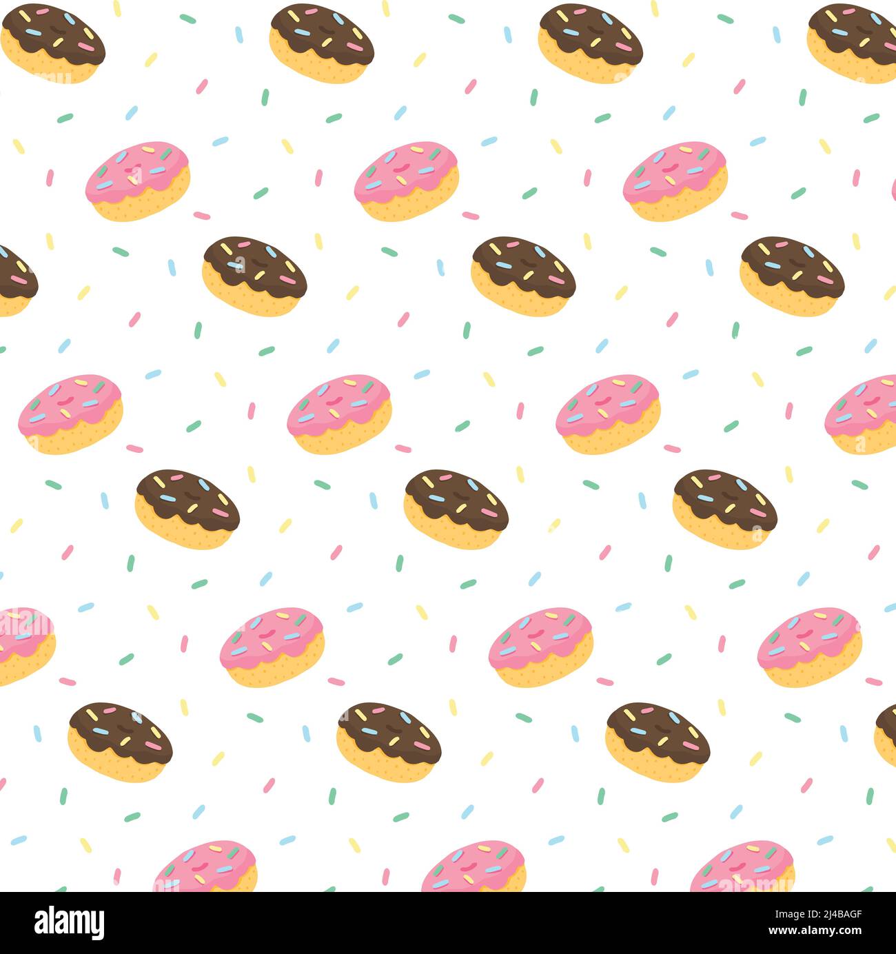 Hand drawn vector illustration of donut chocolate frosting and pink ...