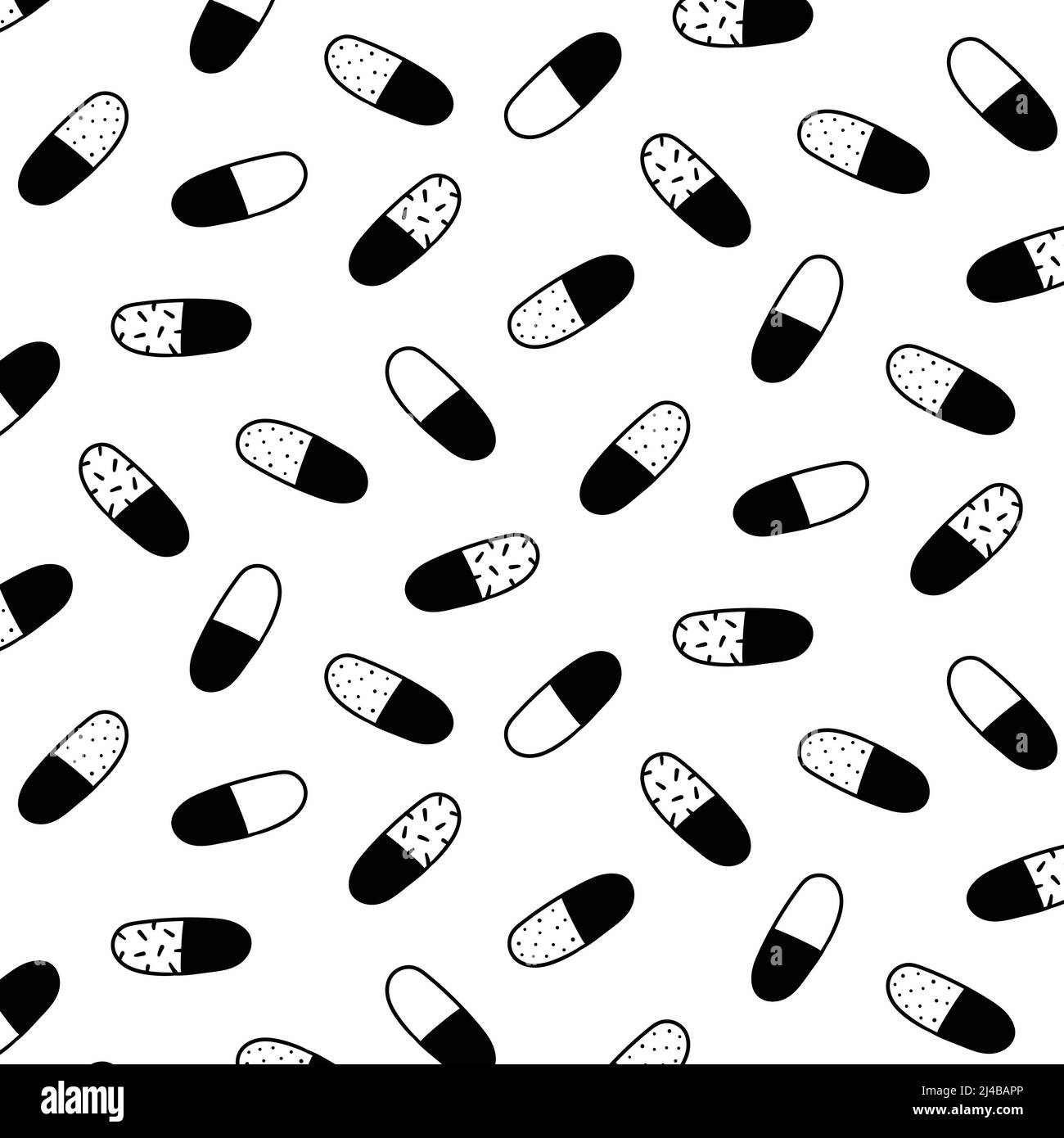Hand drawn vector illustration of pill capsule medicine pattern in ...