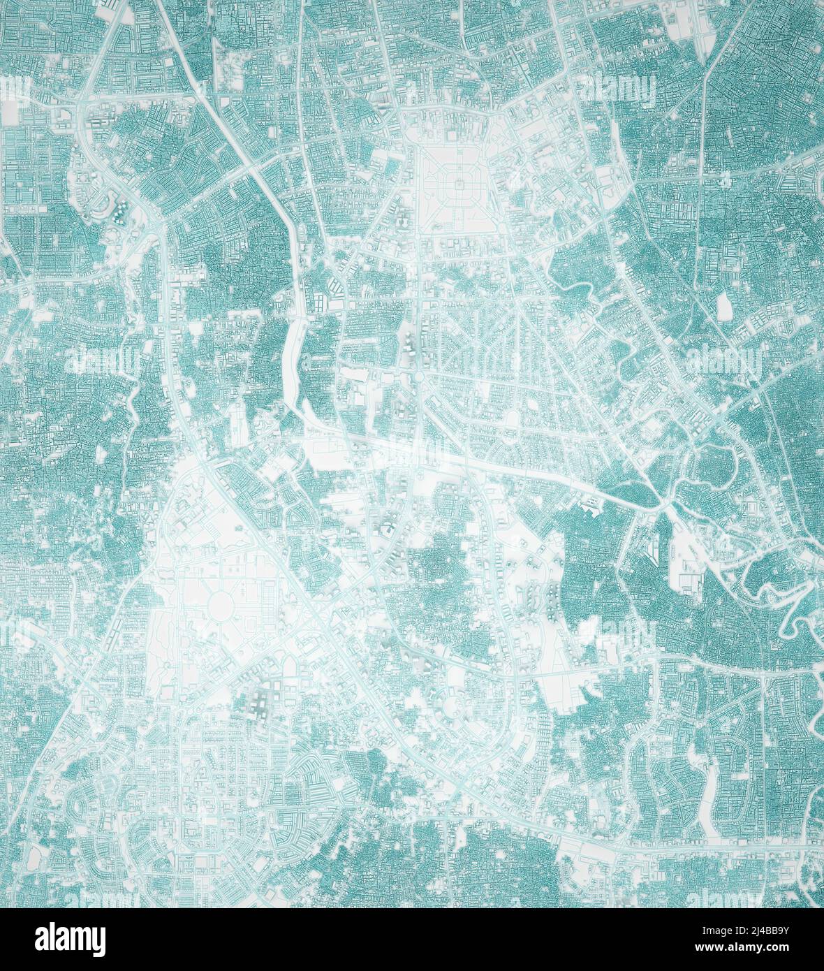 simplified map of the city of jakarta aerial view. 3d rendering Stock ...