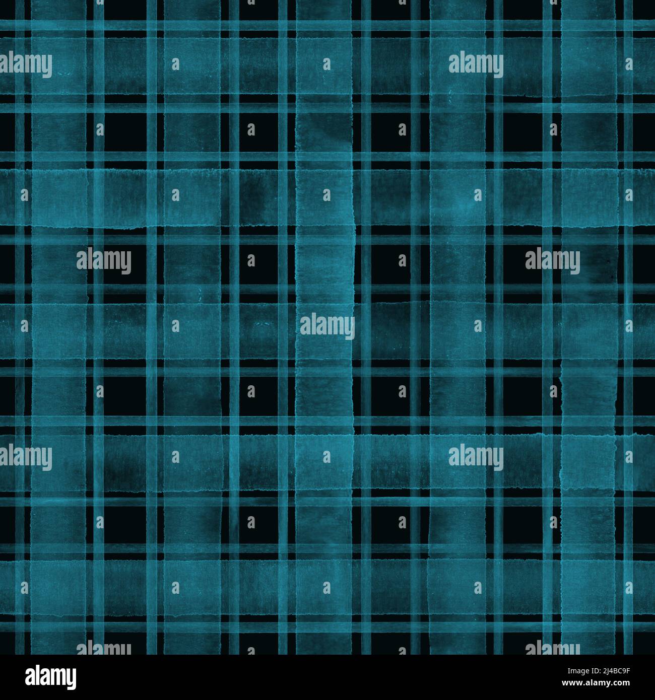 Watercolor grunge shabby chic stripe plaid seamless pattern. Teal black ...
