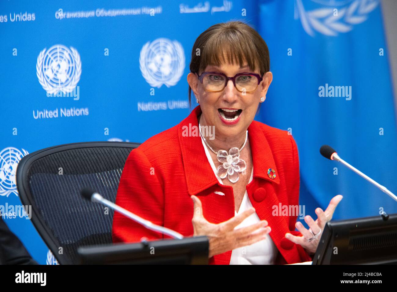 New York, USA. 13th Apr, 2022. Rebeca Grynspan, Head of UN Conference ...
