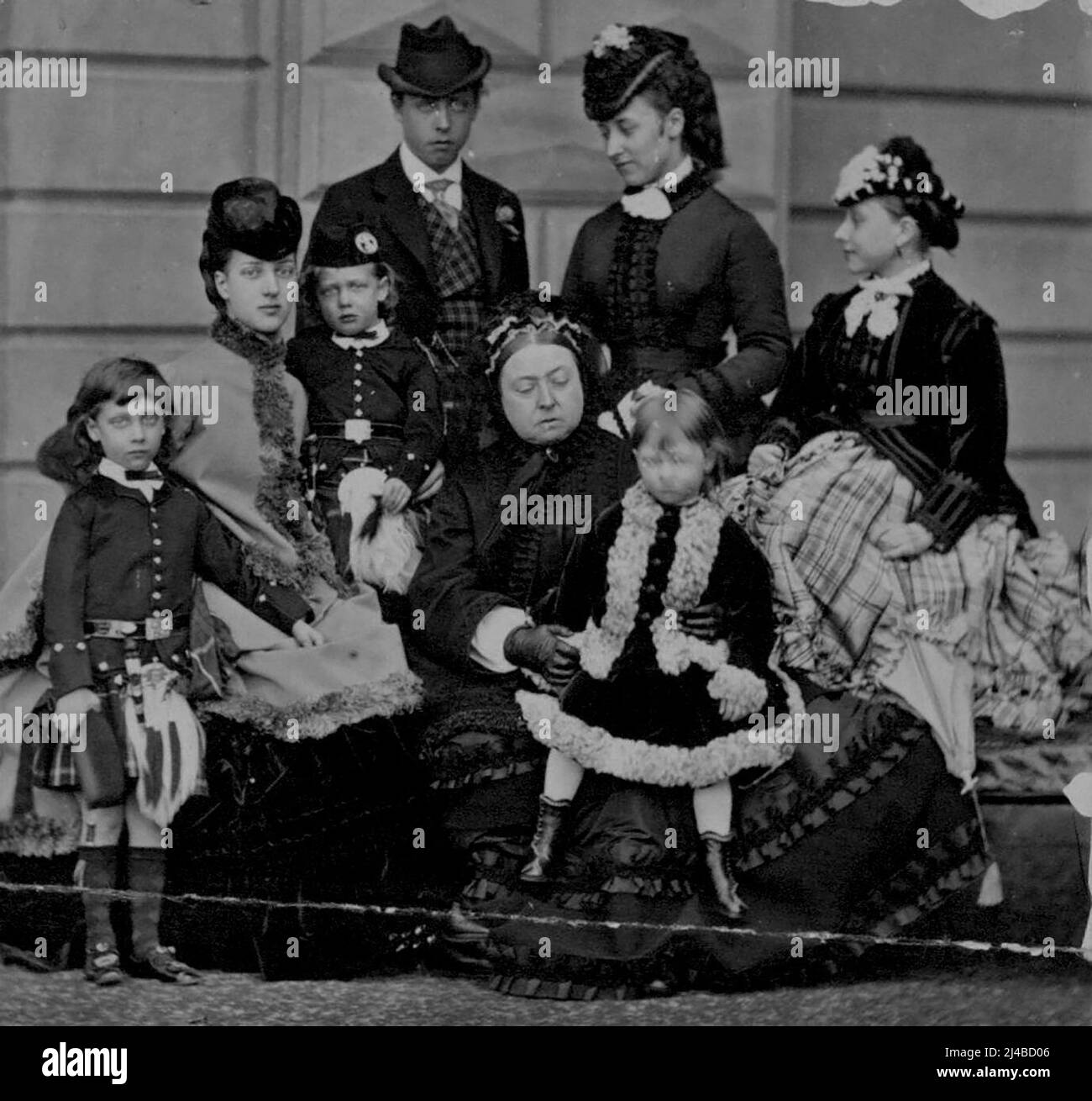 Queen Victoria, with King Edward, Queen Alexandra (at left), King ...