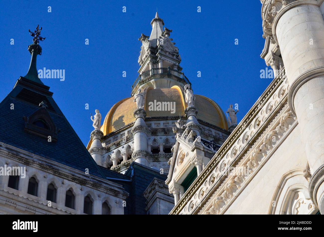 Ornate capitol building at Hartford, the State Capital of Connecticut ...